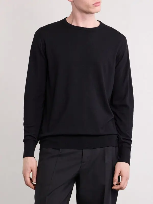 William Lockie Merino Wool Crewneck Sweater - Black