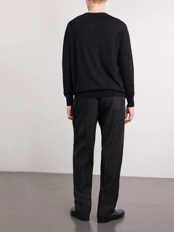 William Lockie Merino Wool Crewneck Sweater - Black