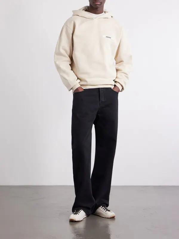 Jacquemus Cotton-jersey Hoodie With Logo - Neutrals