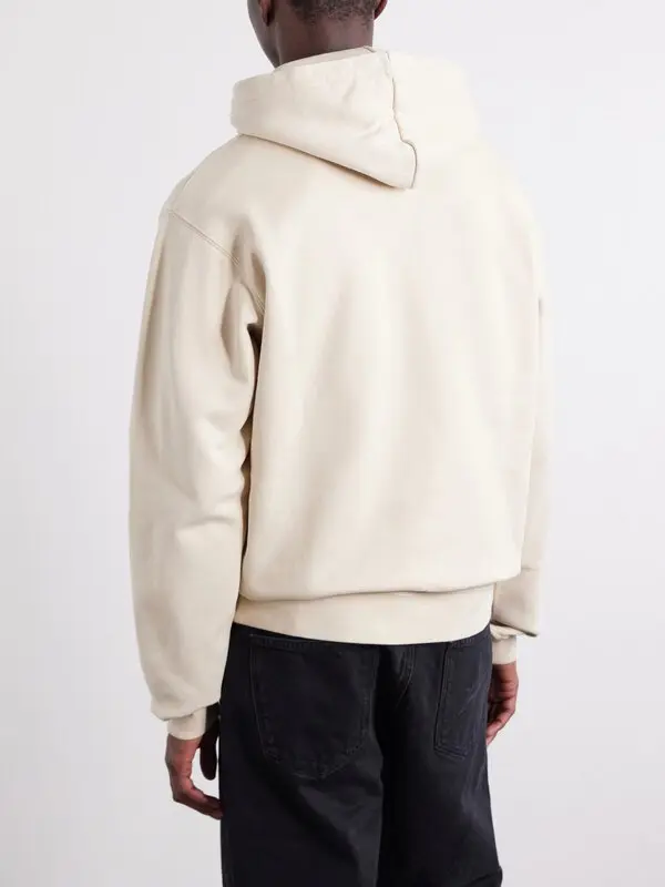 Jacquemus Cotton-jersey Hoodie With Logo - Neutrals