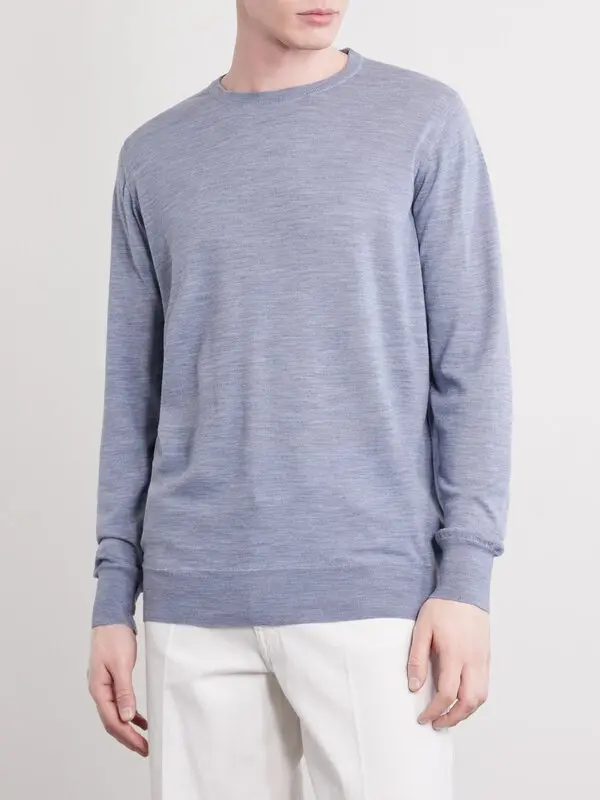 William Lockie Virgin Wool Long Sleeve Crewneck Sweater - Gray