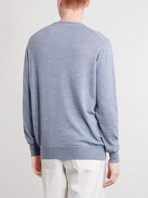 William Lockie Virgin Wool Long Sleeve Crewneck Sweater - Gray