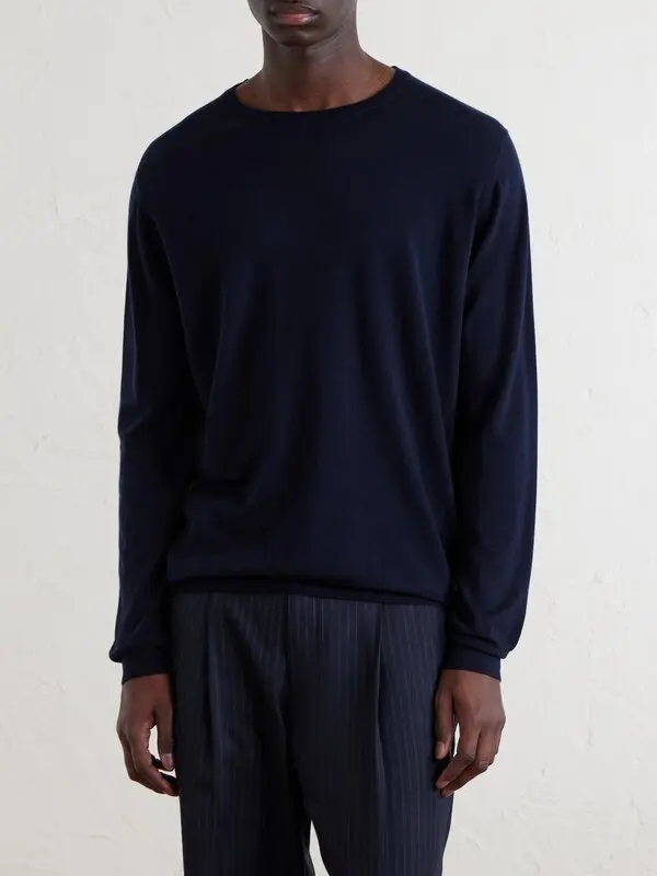 William Lockie Merino Wool Crewneck Sweater - Blue