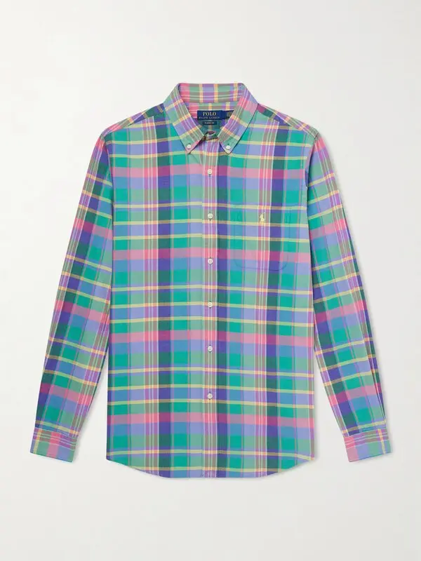 Polo Ralph Lauren Button-down Collar Checked Cotton Shirt - Green