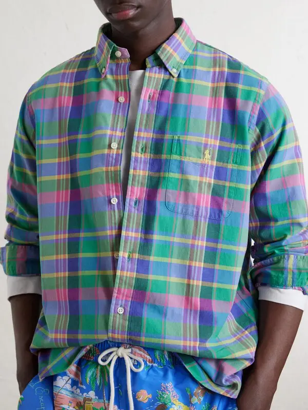 Polo Ralph Lauren Button-down Collar Checked Cotton Shirt - Green