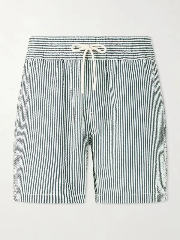Portuguese Flannel Atlantico Straight-leg Striped Shorts - Green