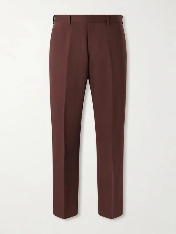 Paul Smith Straight-leg Cotton And Linen-blend Twill Trousers - Brown