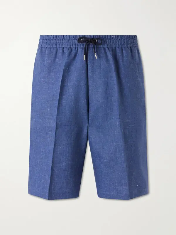 Paul Smith Pleated Linen Drawstring Shorts