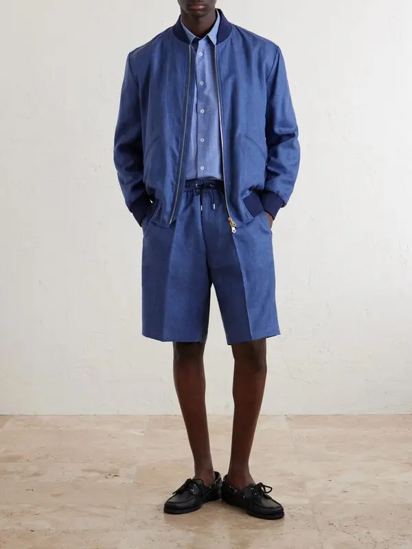 Paul Smith Pleated Linen Drawstring Shorts