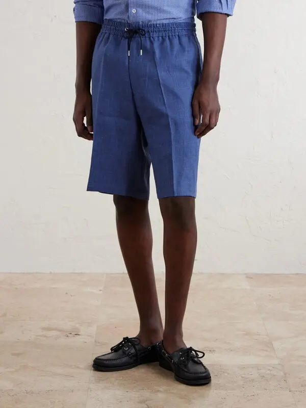 Paul Smith Pleated Linen Drawstring Shorts