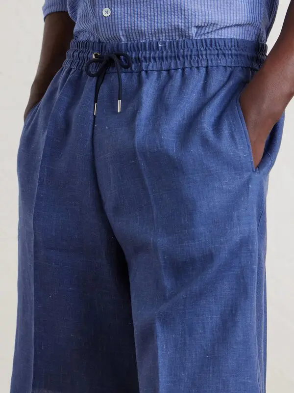 Paul Smith Pleated Linen Drawstring Shorts
