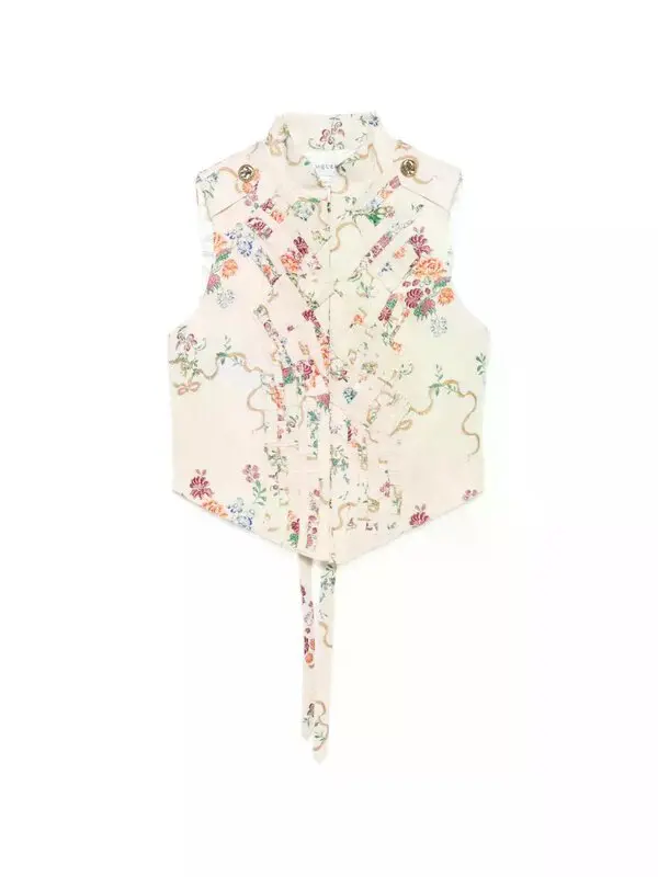 Alexander McQueen Floral-print Ruffled Jacket - Neutrals