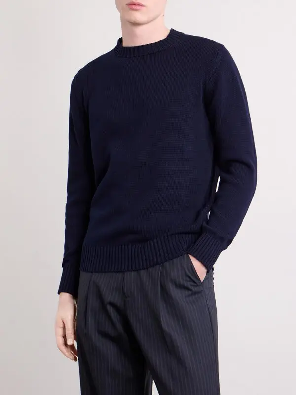 William Lockie Knitted Cotton Sweater - Blue