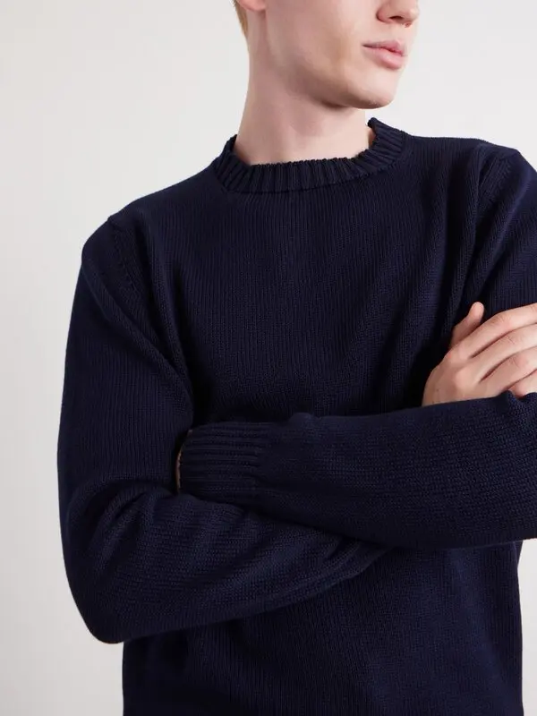 William Lockie Knitted Cotton Sweater - Blue