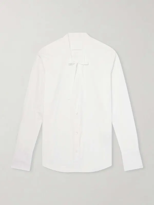 MAISON MARGIELA Bow-detailed Cotton-poplin Shirt - White