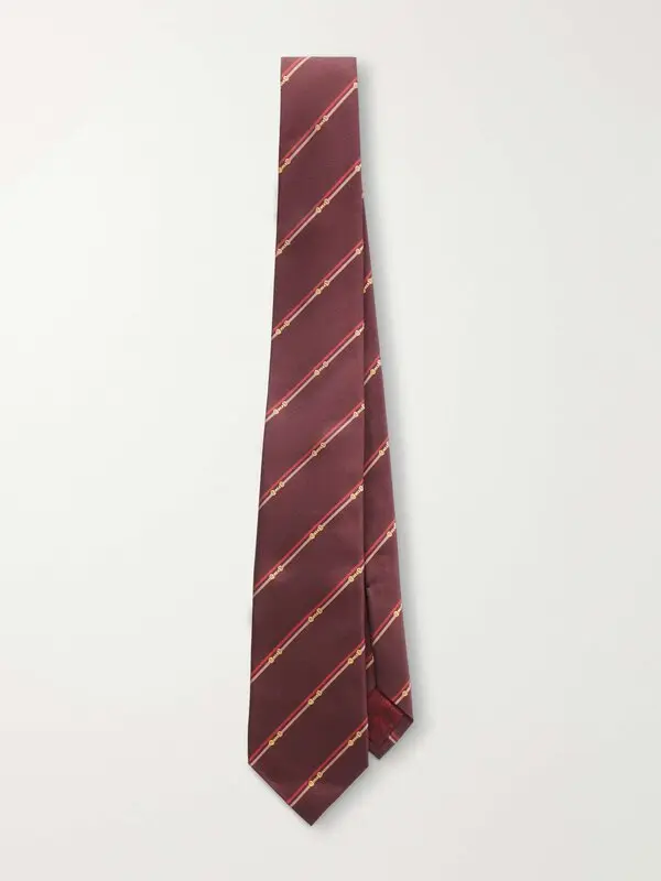 Gucci 7cm Striped Silk-twill Neck Tie - Red
