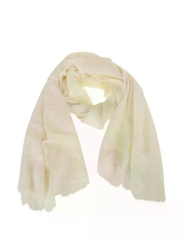 Peserico Sequin-embellished Frayed Scarf - White