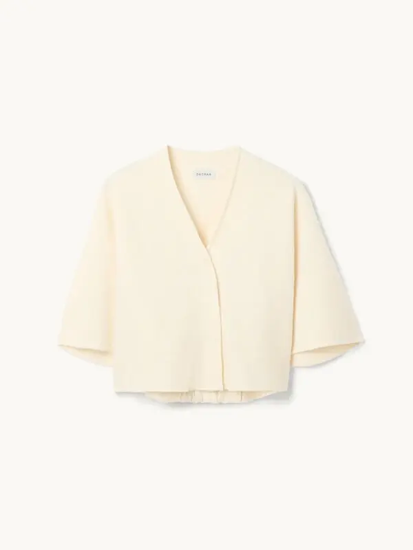 HOUSE OF DAGMAR Wool Cropped Cardigan - Off White