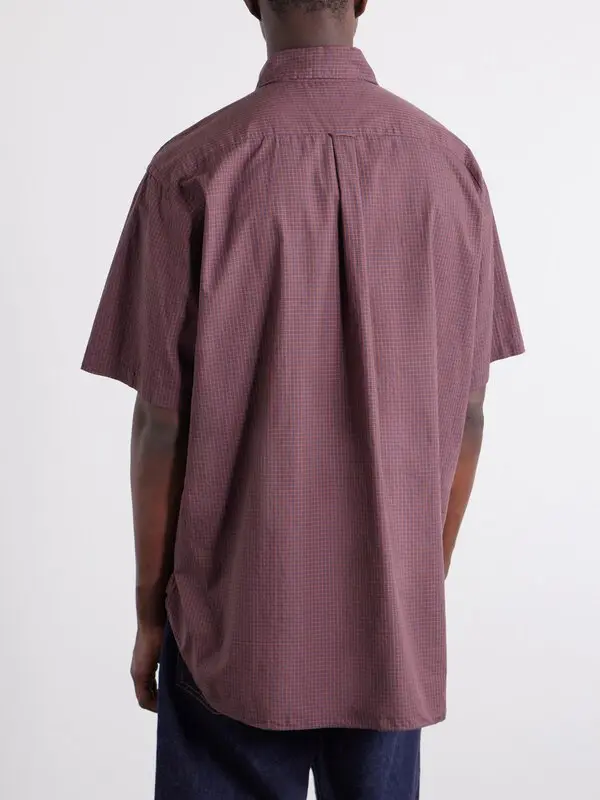 BEAMS Button-down Collar Checked Cotton Shirt - Red