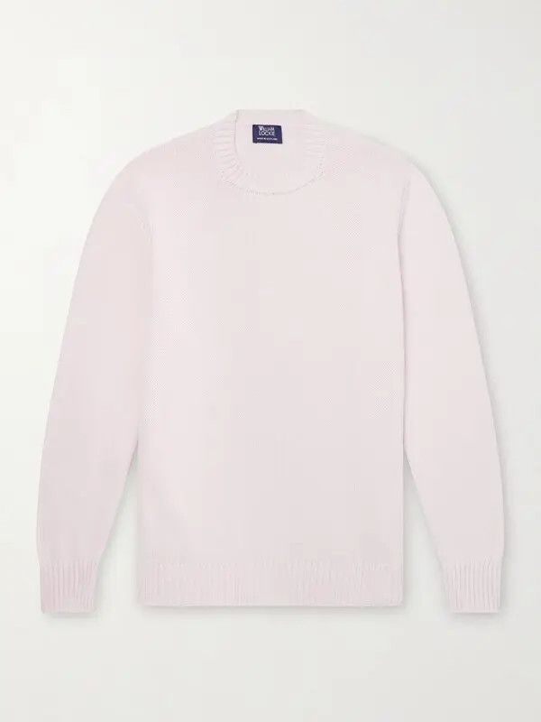 William Lockie Knitted Cotton Crew Neck Sweater - Pink