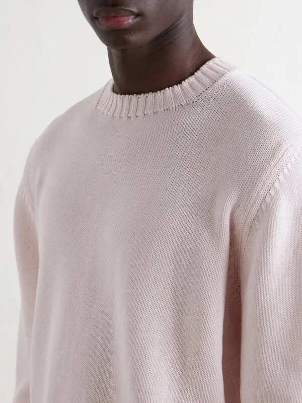 William Lockie Knitted Cotton Crew Neck Sweater - Pink