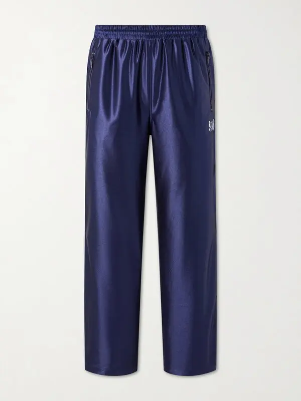 Needles Straight-leg Logo-embroidered Satin Sweatpants - Blue
