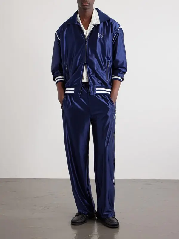 Needles Straight-leg Logo-embroidered Satin Sweatpants