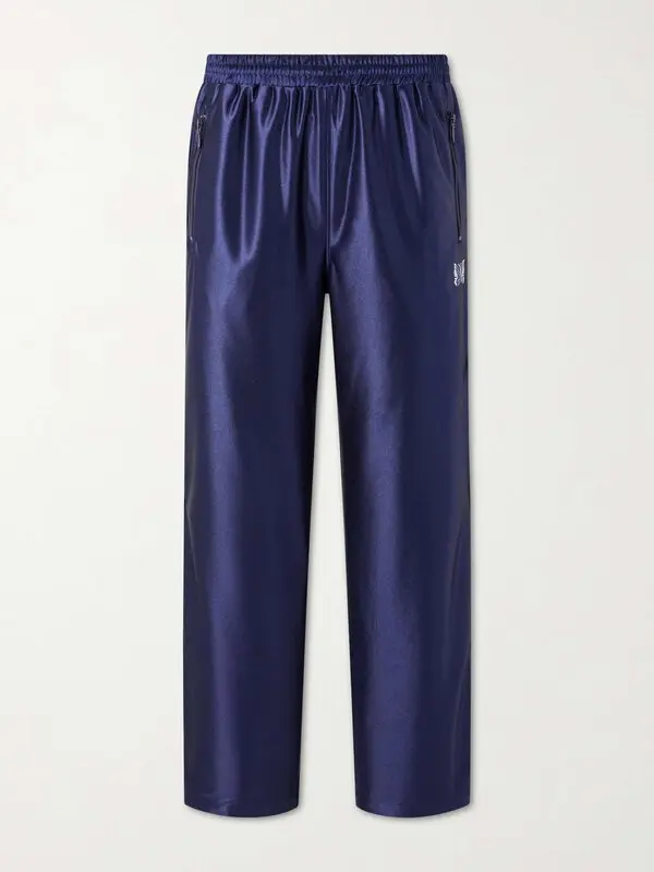 Needles Straight-leg Logo-embroidered Satin Sweatpants - Navy