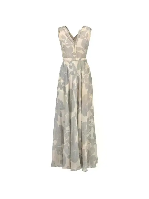 André Laug Flower-print V-neck Maxi Dress - Neutrals
