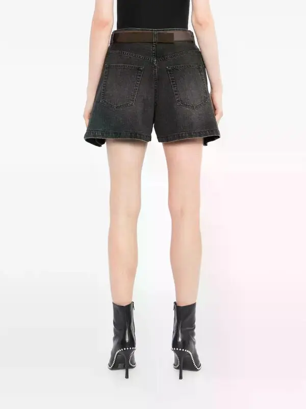 Sacai Hybrid Denim-panel Shorts - Brown
