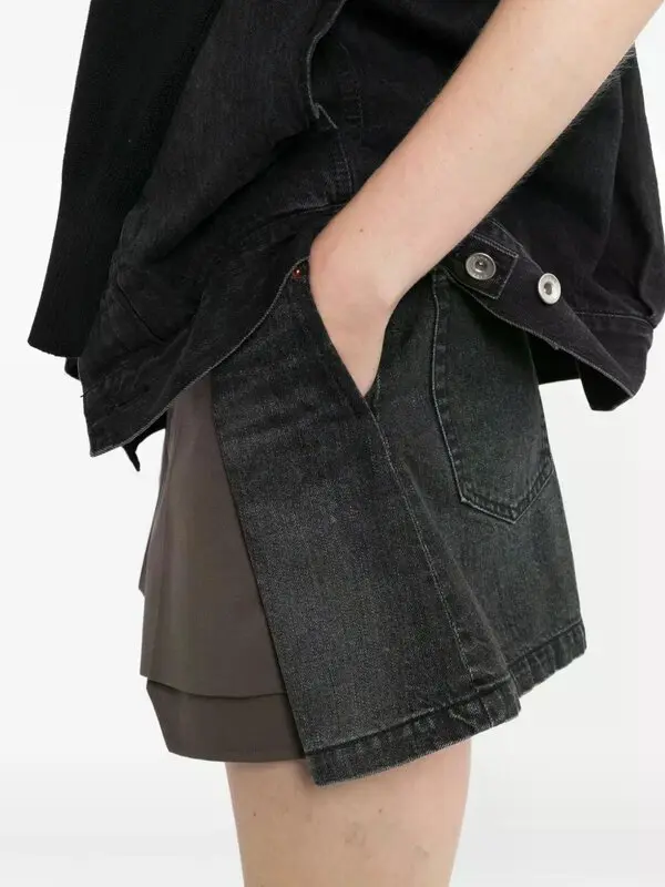 Sacai Hybrid Denim-panel Shorts - Brown
