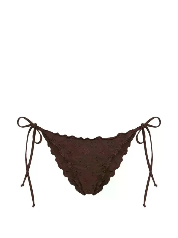 MC2 SAINT BARTH Miami Broderie-anglaise Bikini Bottom - Brown