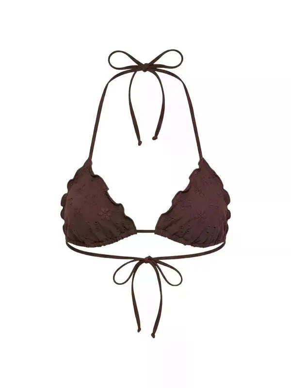 MC2 SAINT BARTH Sangallo Broderie-anglaise Bikini Top - Brown
