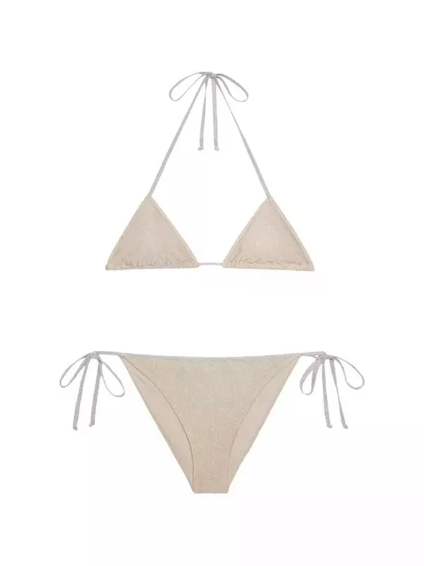 MC2 SAINT BARTH Glitter-effect Triangle Bikini - Neutrals