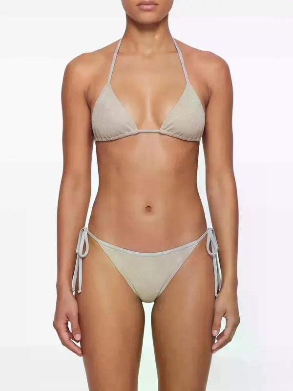 MC2 SAINT BARTH Glitter-effect Triangle Bikini - Neutrals