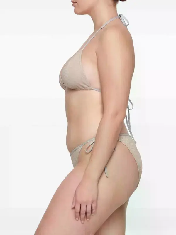 MC2 SAINT BARTH Glitter-effect Triangle Bikini - Neutrals