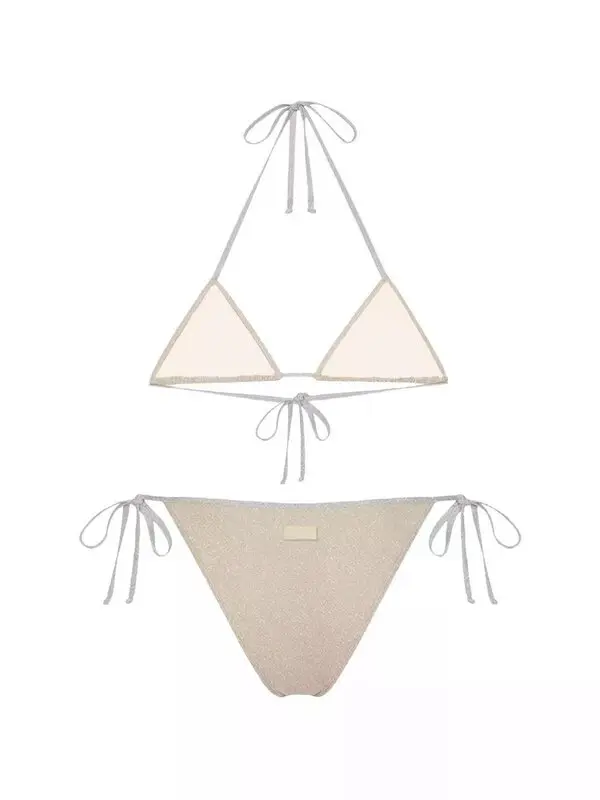 MC2 SAINT BARTH Glitter-effect Triangle Bikini - Neutrals