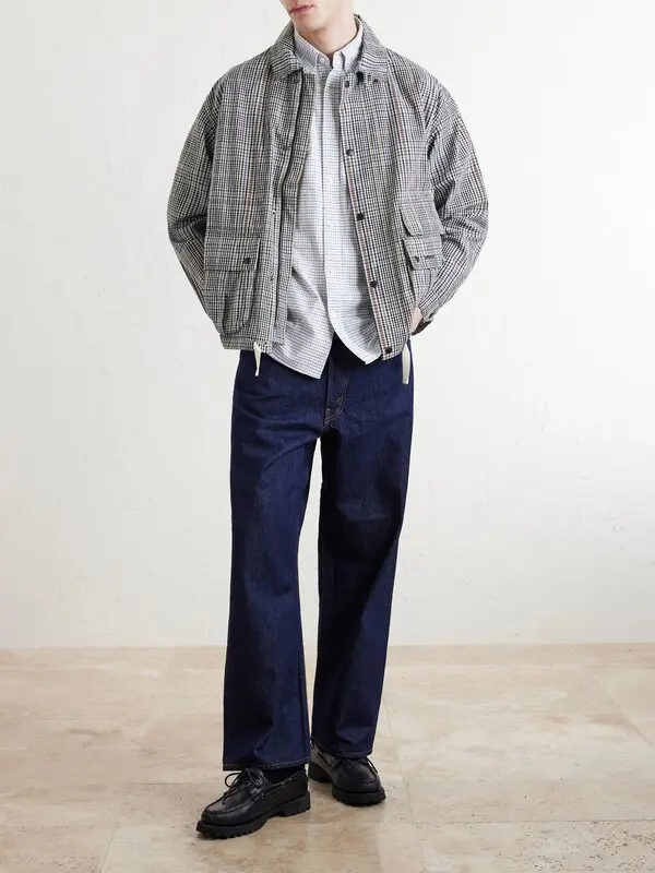 BEAMS Button-down Collar Checked Cotton Shirt