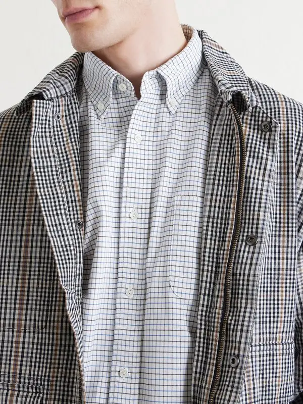 BEAMS Button-down Collar Checked Cotton Shirt