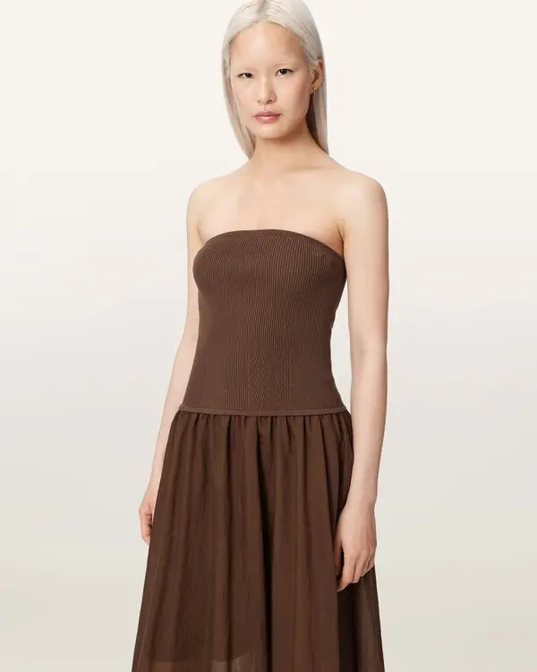 ALLSAINTS Tegan Hybrid Bodycon Maxi Dress - Brown