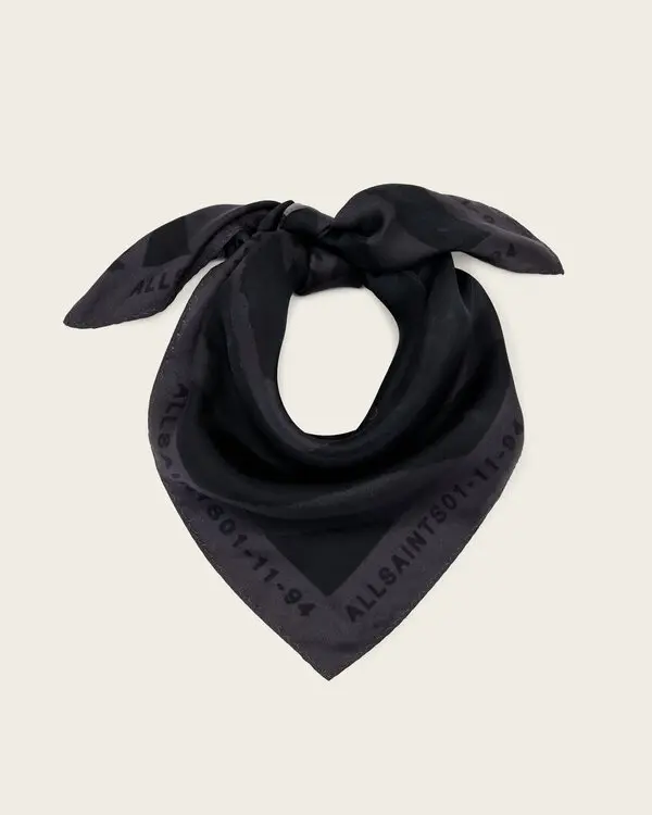 ALLSAINTS Zoey Square Silk Scarf - Black