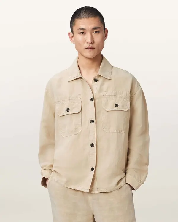 ALLSAINTS Korten Linen Blend Relaxed Fit Shacket
