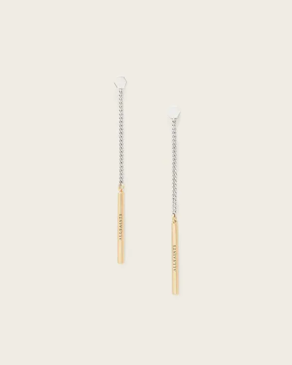 ALLSAINTS Maeve Linear Post Back Earrings - Warm Silver