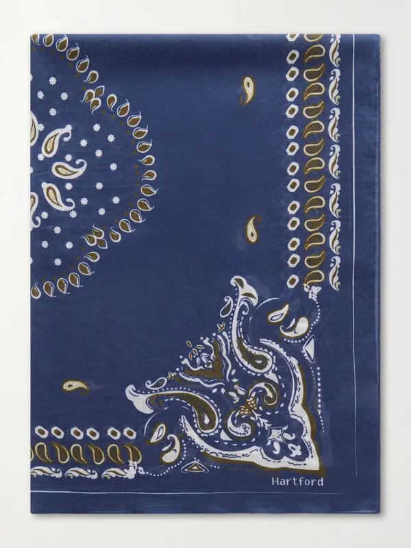 Hartford Bandana-print Cotton-voile Scarf - Blue