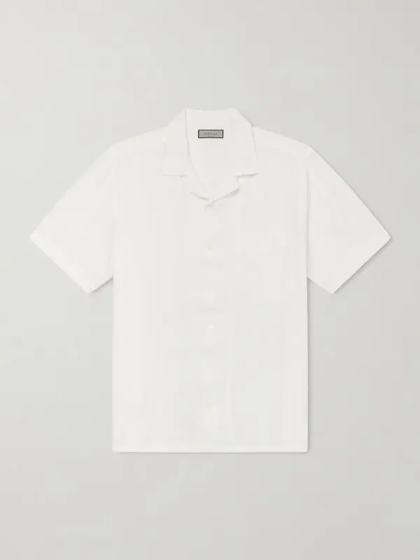 Canali Camp-collar Linen Shirt - White