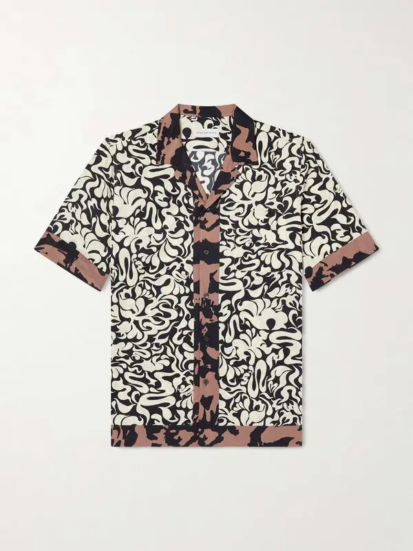 Dries Van Noten Camp-collar Printed Satin Shirt - Black