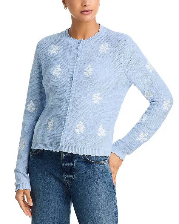 Aqua Embroidered Cardigan - Blue/ivory