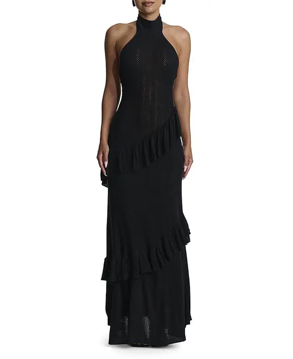 Naked Wardrobe Knit Sleeveless Flare Maxi Dress - Black