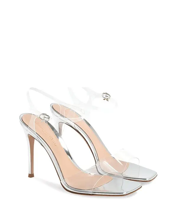 GIANVITO ROSSI Cher Strappy Sandal - Silver Tpu