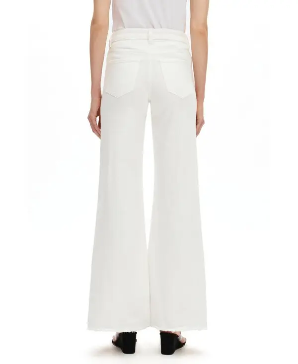 BAYEAS Mid Rise Wide Leg Button Fly Jeans With Frayed Hem